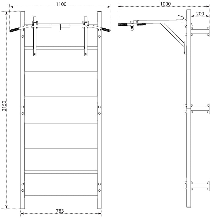 Swedish Ladder Wall Bars With Dip Bar & Pull Up | K-Sport UK